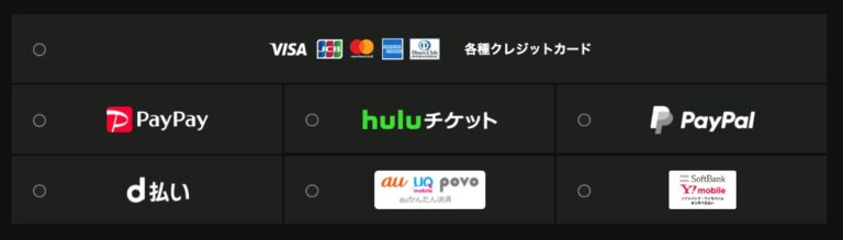 Hulu（フールー）の支払い方法（PayPayも利用可能） - クレジットカード＆電子マネー＆QRコード決済情報【現金いらず】